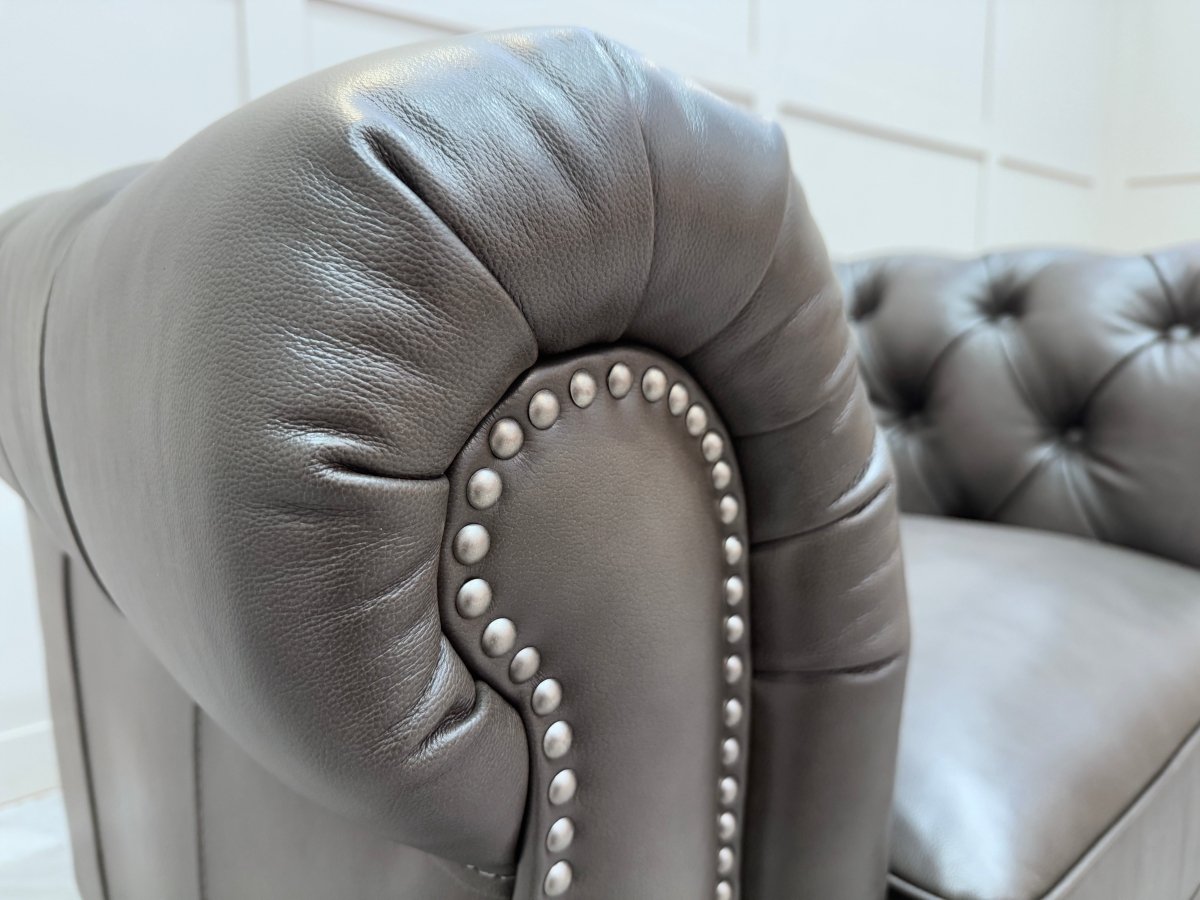 Charterhouse Leather Club Chair, Vintage Flint – Heatons Furniture Outlet