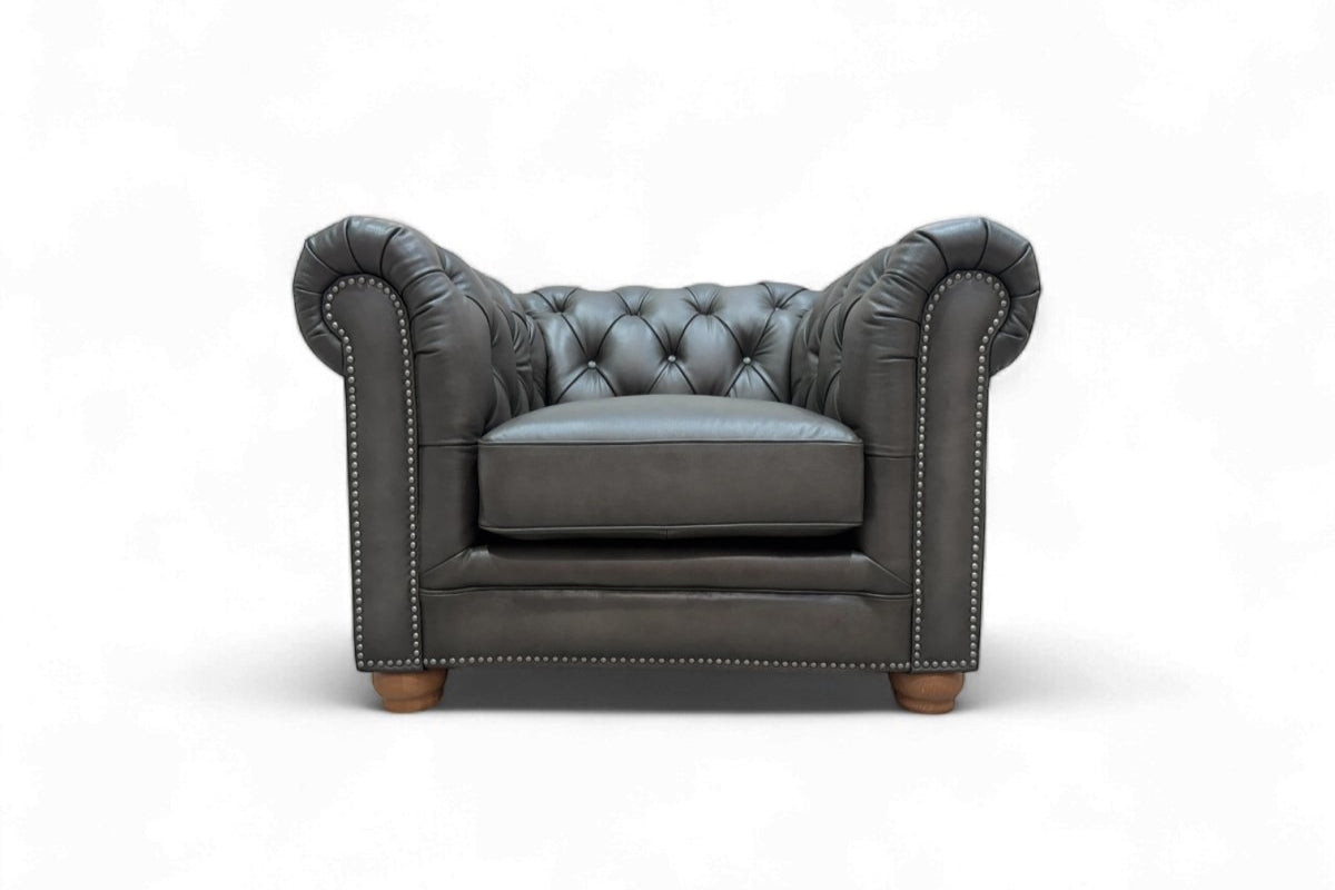 Charterhouse Leather Club Chair, Vintage Flint – Heatons Furniture Outlet