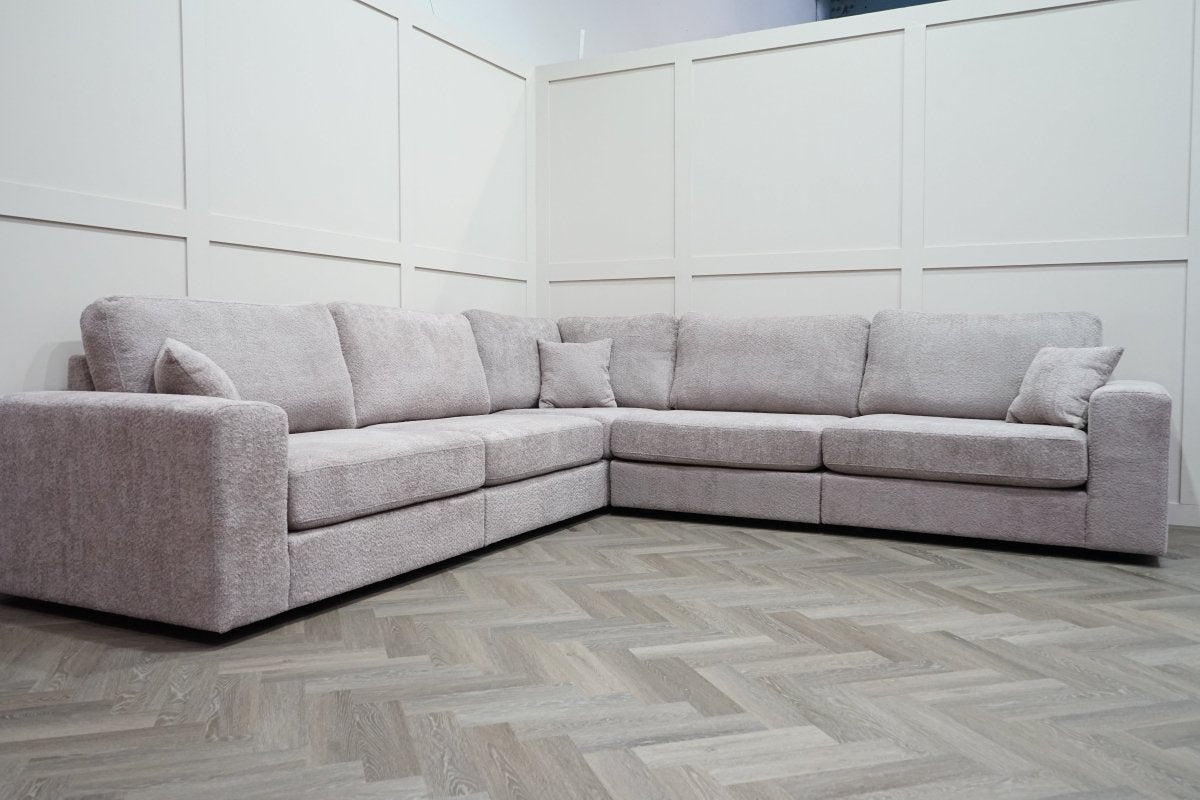 Large Modular Corner Sofa Natural Teddy Bouclé | Carina – Heatons Furniture Outlet