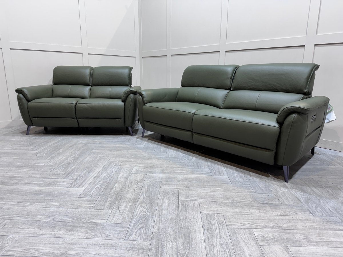 Jade 3 + 2 Seater Leather Power Reclining Sofa with Telescopic Headres ...