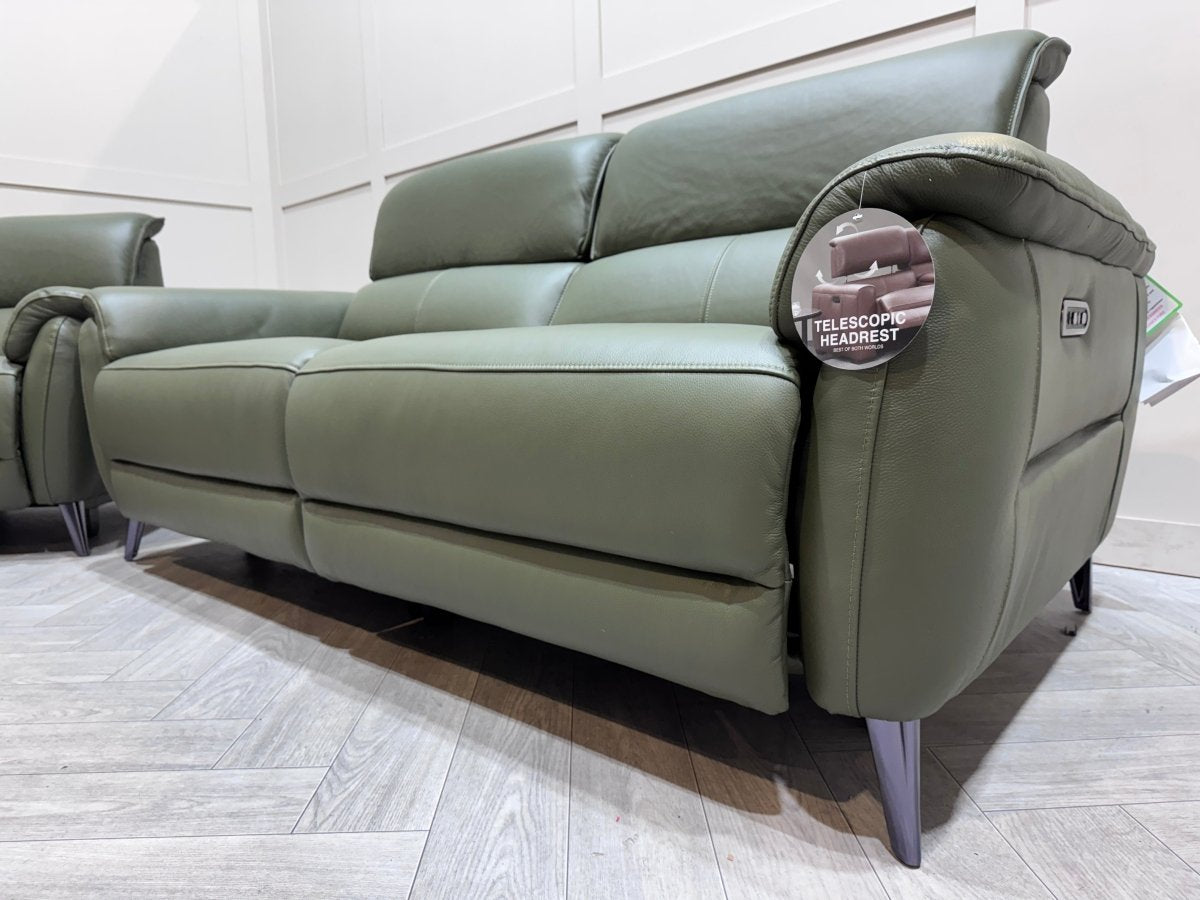 Jade 3 + 2 Seater Leather Power Reclining Sofa with Telescopic Headres ...