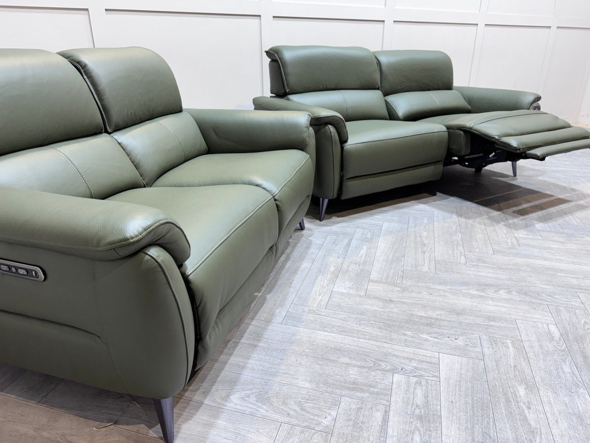 Jade 3 + 2 Seater Leather Power Reclining Sofa with Telescopic Headres ...