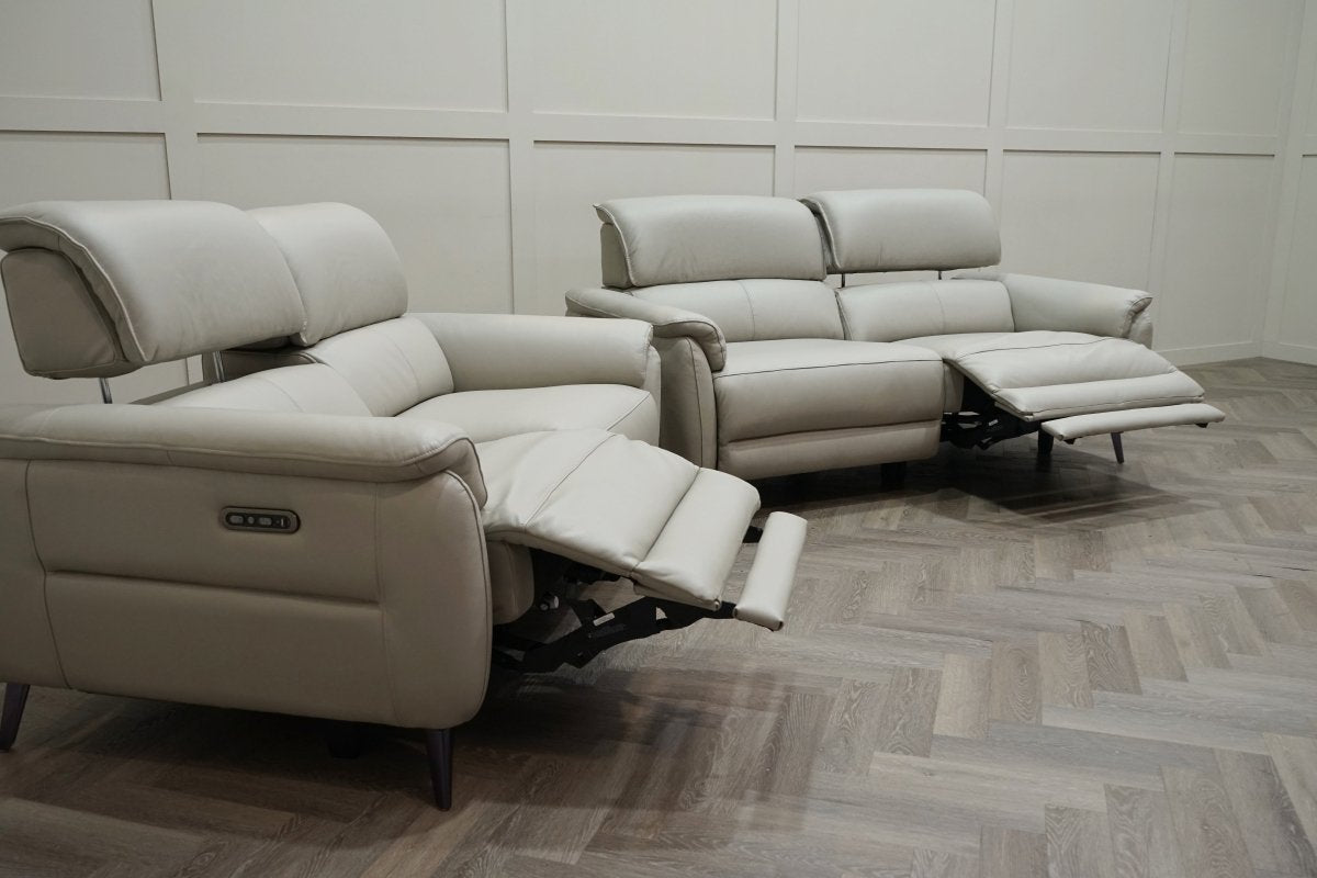 Jade 3 + 2 Seater Leather Power Reclining Sofa with Telescopic Headres ...