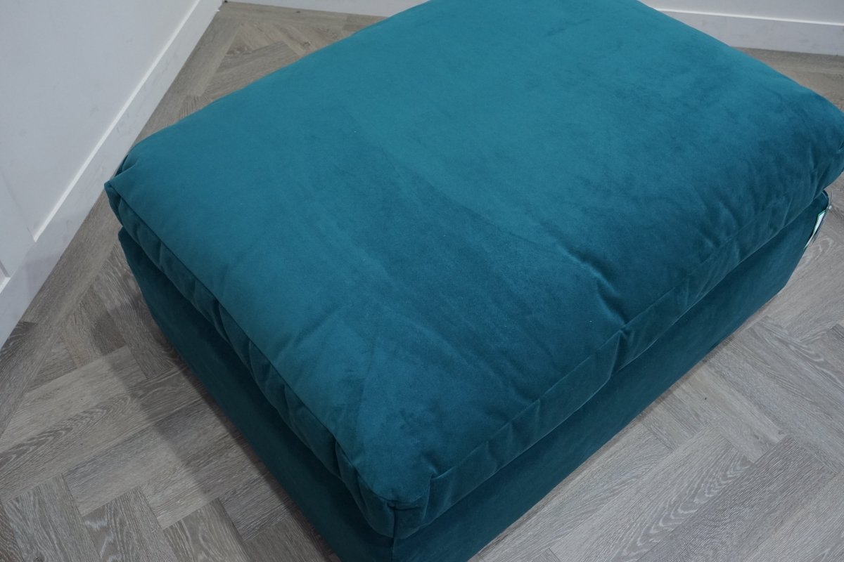 Mellow Footstool, Plush Velvet Teal – Heatons Furniture Outlet
