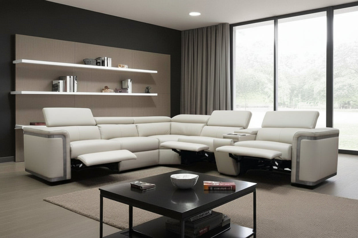 Plaza Large Corner Leather Sofa, Smart Console, Taupe – Heatons ...
