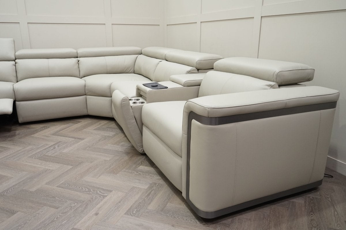 Plaza Large Corner Leather Sofa, Smart Console, Taupe – Heatons ...