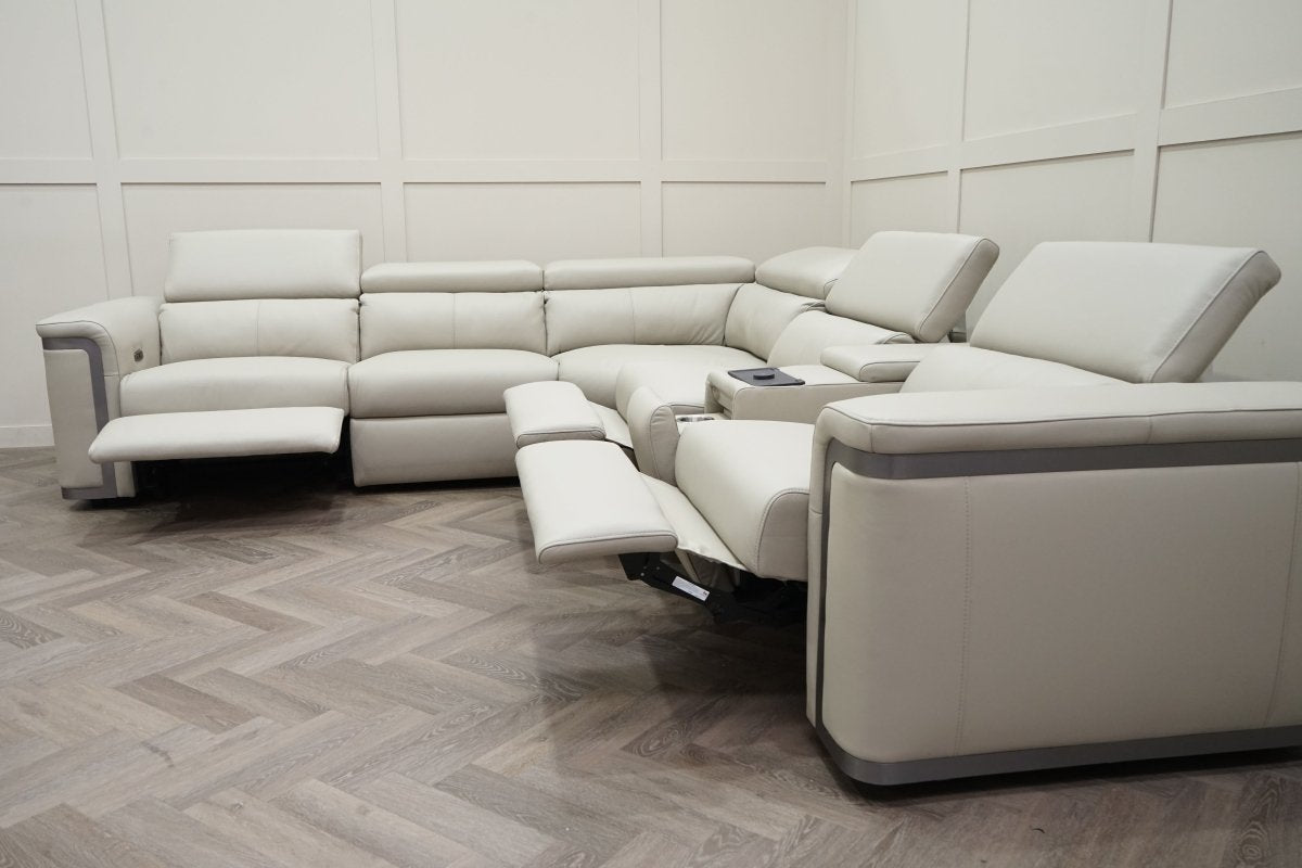 Plaza Large Corner Leather Sofa, Smart Console, Taupe – Heatons ...