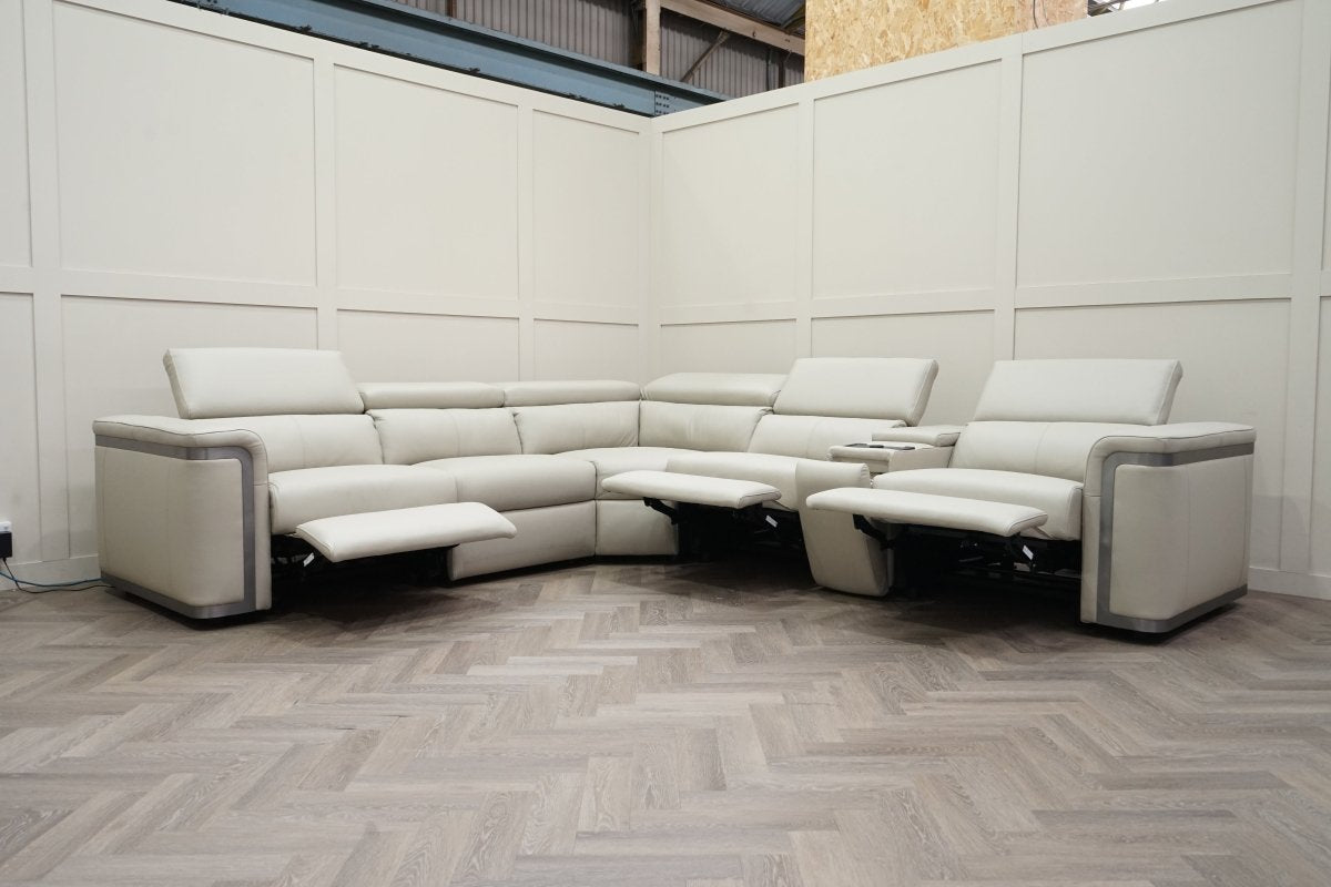 Plaza Large Corner Leather Sofa, Smart Console, Taupe – Heatons ...