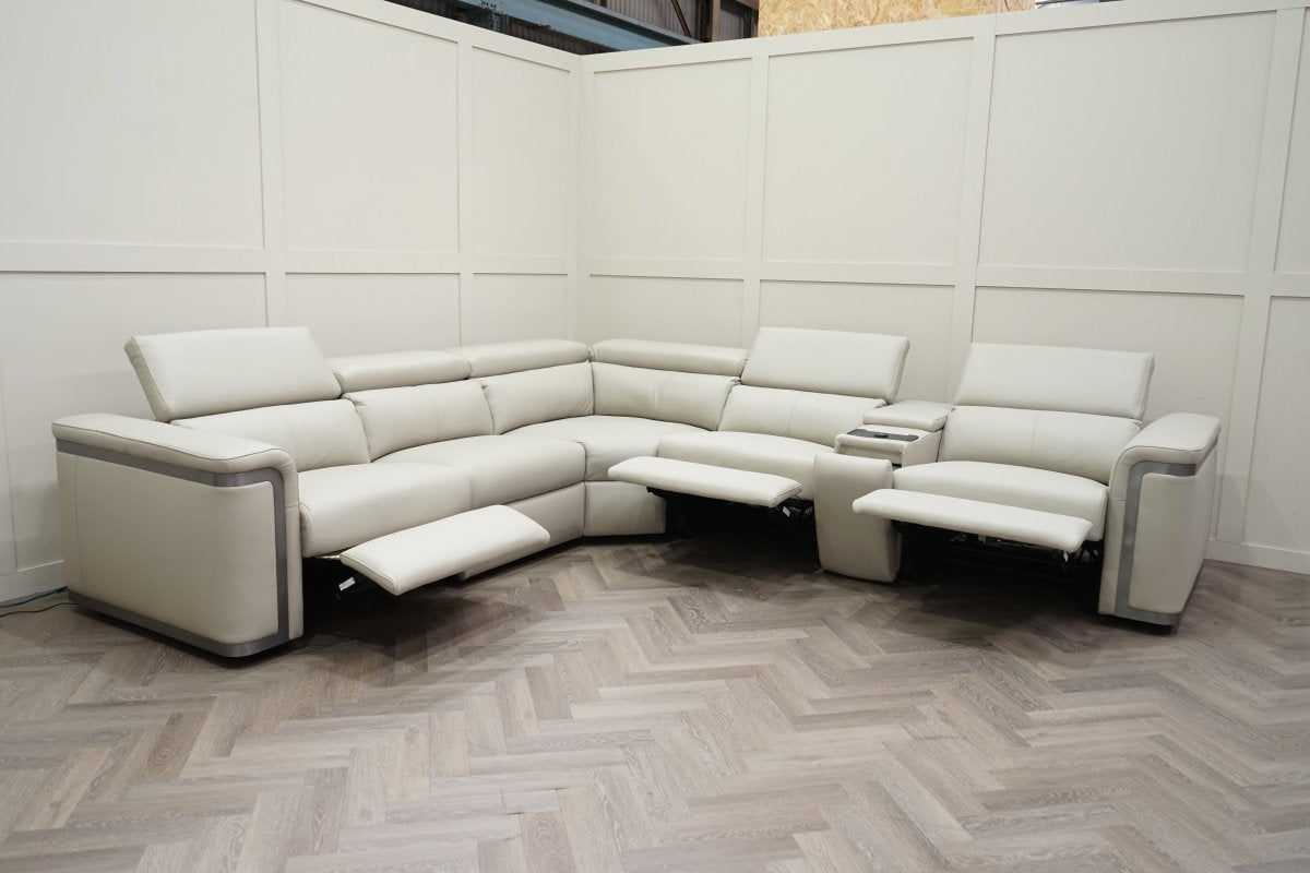 Plaza Large Corner Leather Sofa, Smart Console, Taupe – Heatons ...
